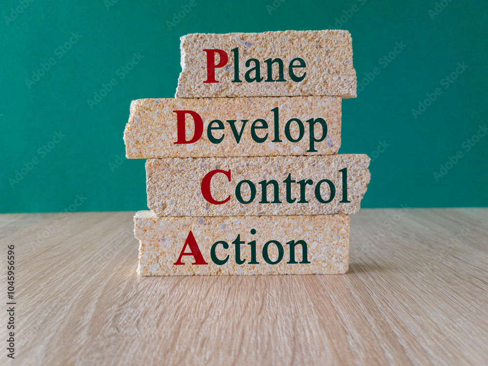 PDCA, plan develop control action symbol. Concept words PDCA, plan ...