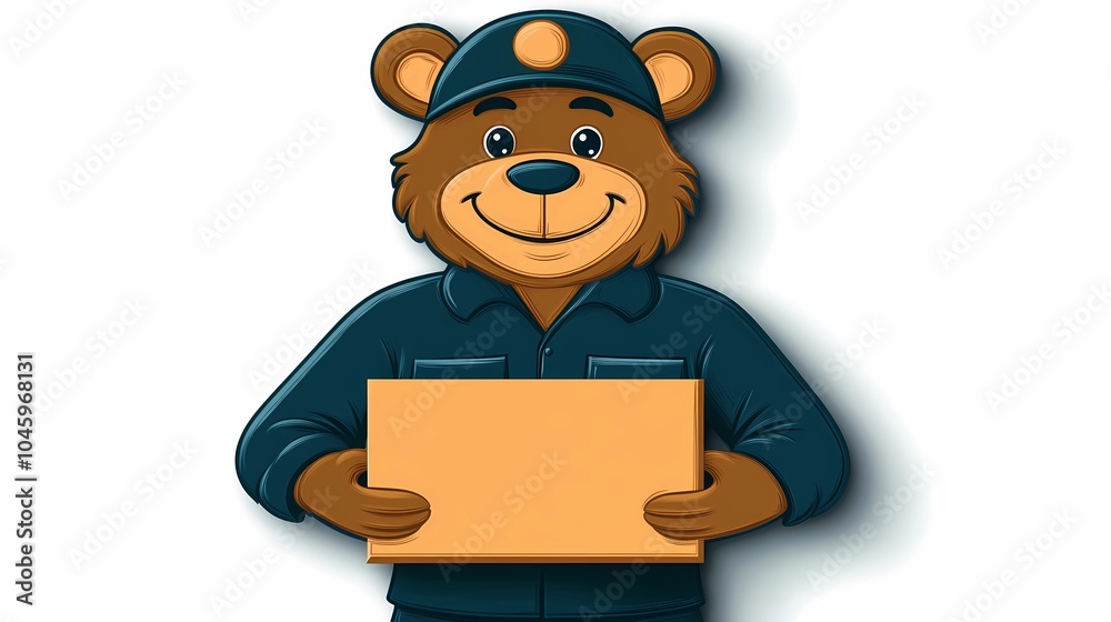 Anthropomorphic animal courier on the move with a package, suitable for ...