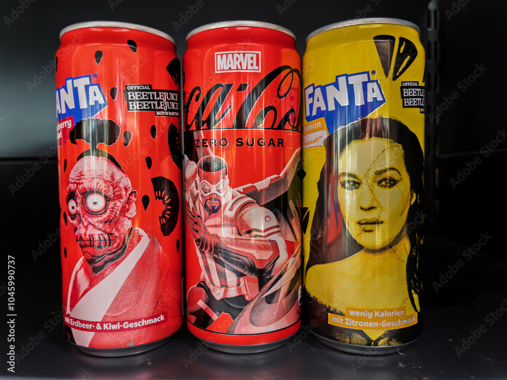 Beetlejuice Fanta Can and Coca-Cola Marvel Edition Stock Photo | Adobe ...