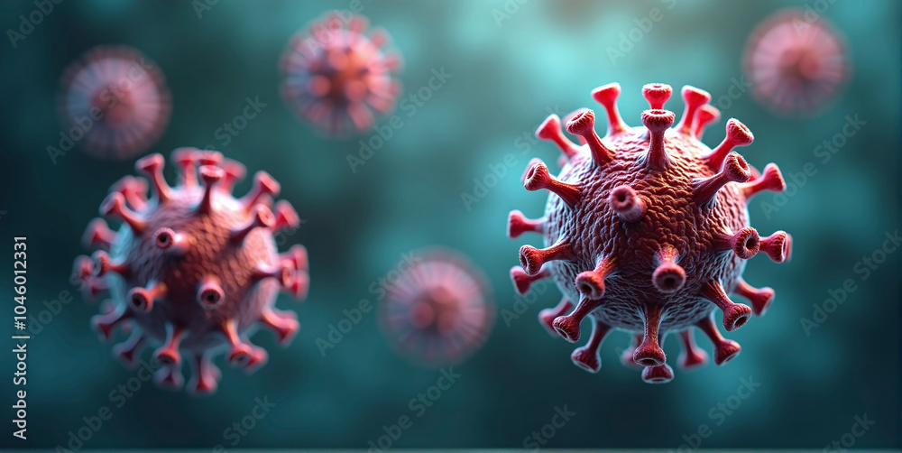 Colorful depiction of a virus, submicroscopic infectious agent ...
