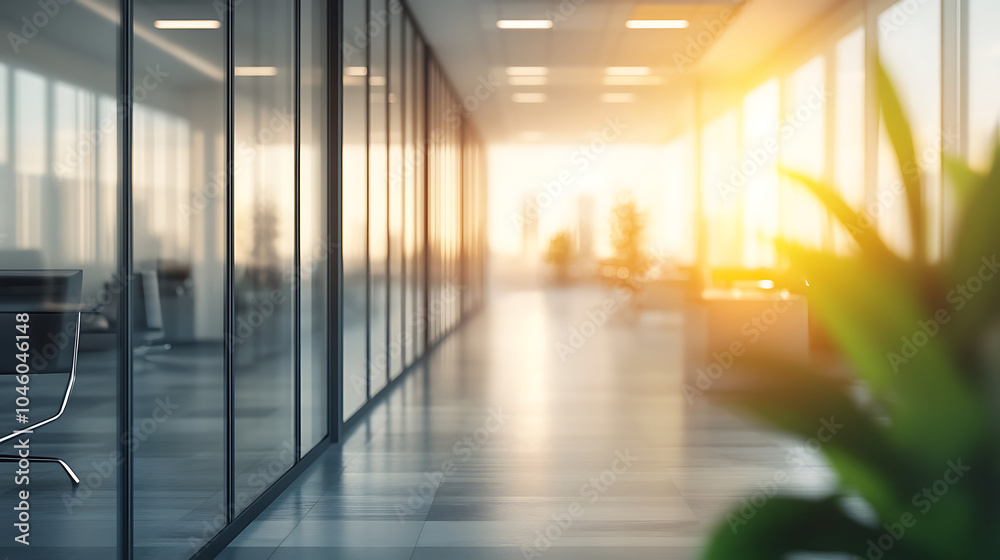 Nice modern office with beautiful long office corridor with and ...