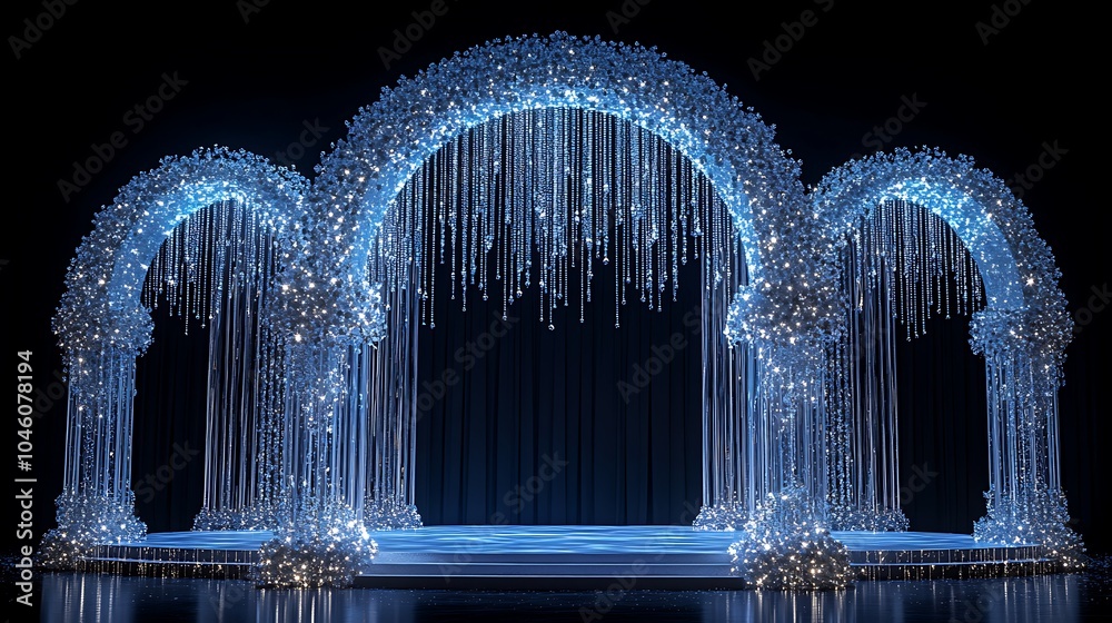 Crystal Dream Wedding Stage with Sparkling Pillars Tall crystal pillars ...
