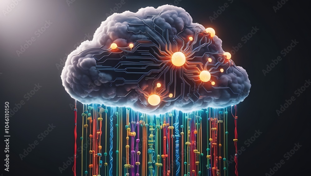 An artistic neural links network visualized as a cloud. The design ...