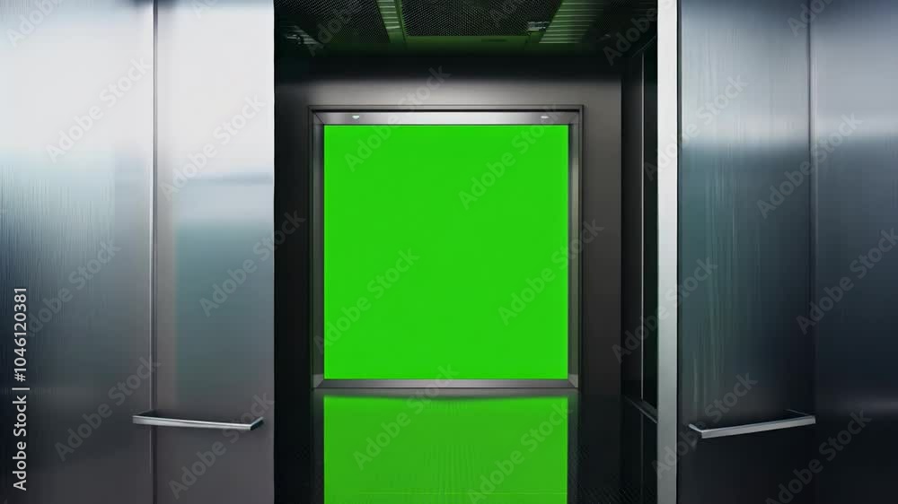 Witness modern elevator lift doors opening closing revealing vibrant ...