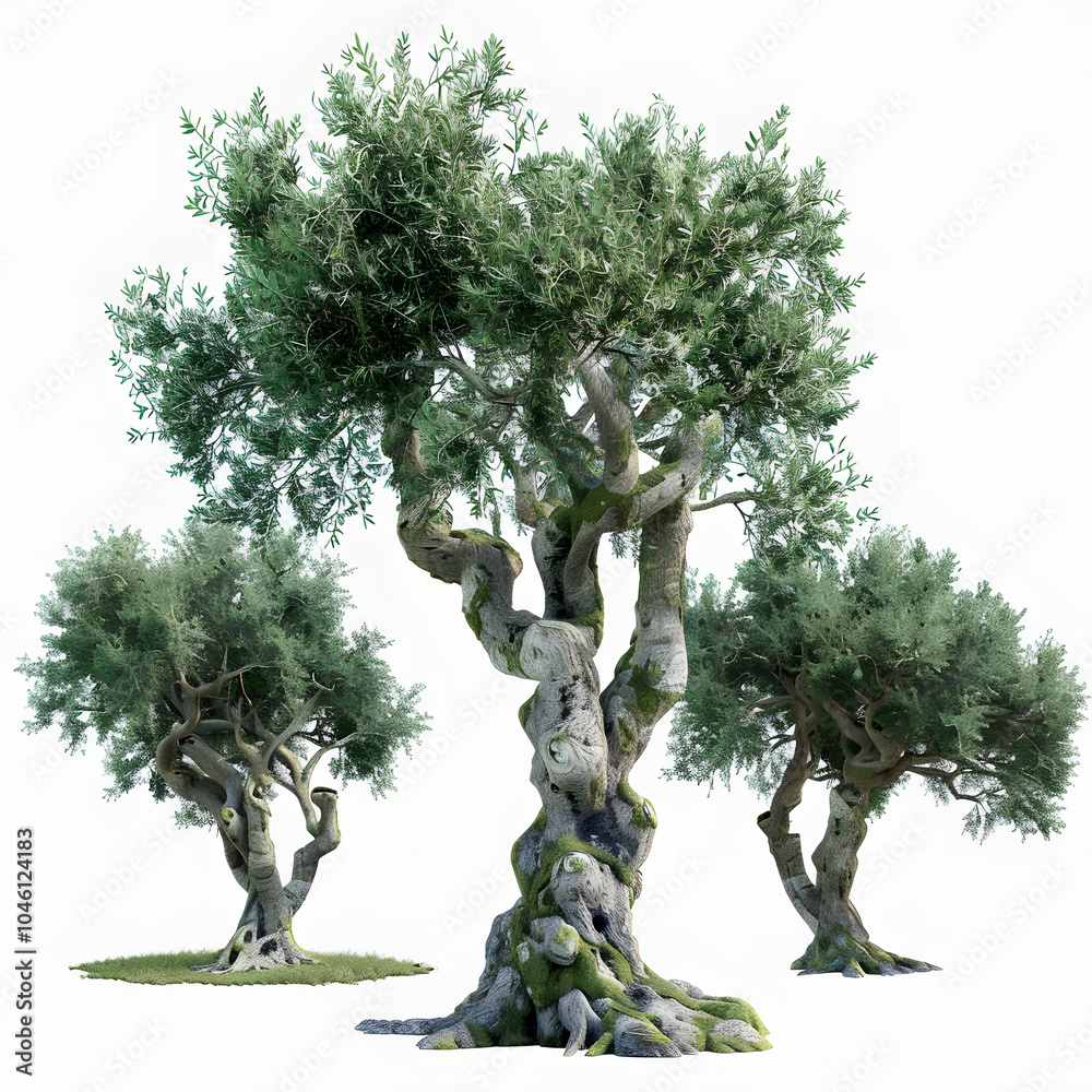 isolated cutout olive tree in 3 different variation, best use for ...