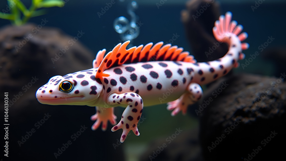Axolotl Mexican underwater walking fish salamander in aquarium Stock ...
