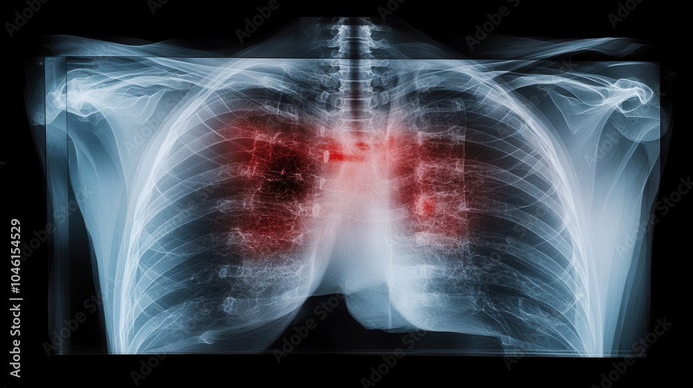 X ray of chest anatomy showing detailed structures with contrast dye ...