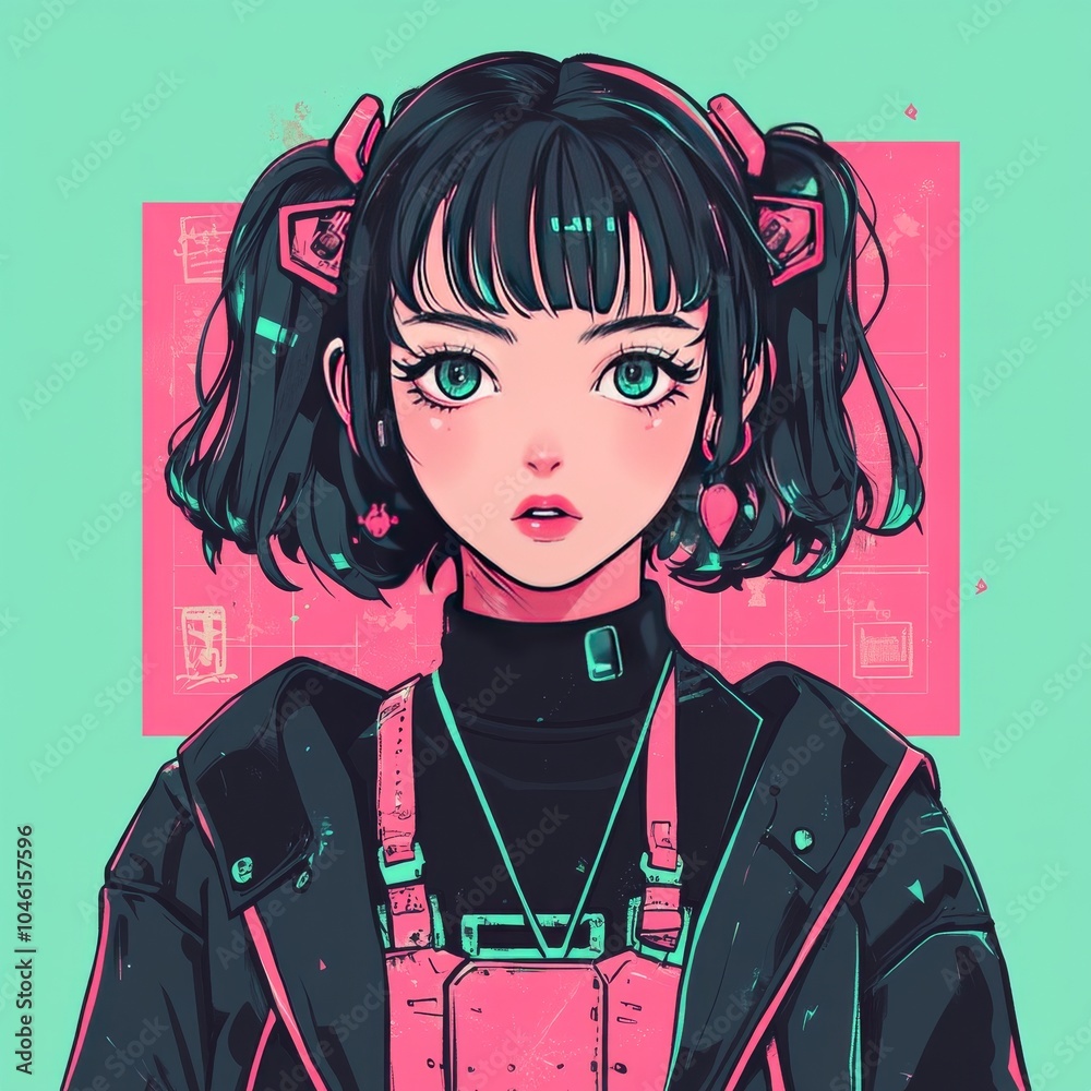 Geometric shapes in anime cartoon cool tone e- Geometric shapes in ...