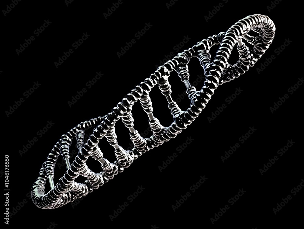 The DNA double helix features intertwining strands like a twisted ...