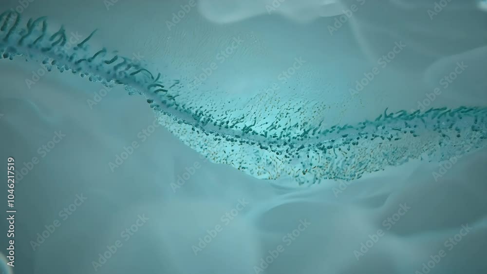 educational 4K animation illustrating mucociliary clearance process ...