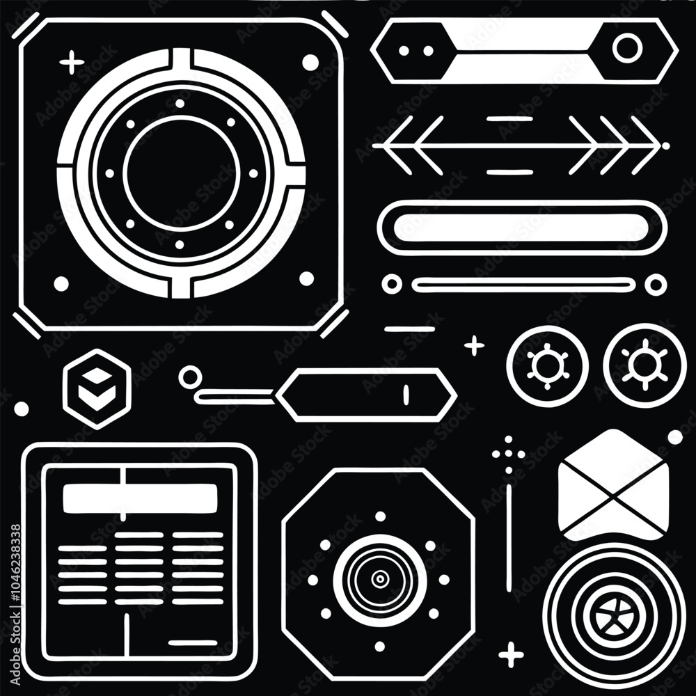 Sci-fi professional digital interface elements HUD for Game, UI, UX, KIT. Futuristic User icon ...