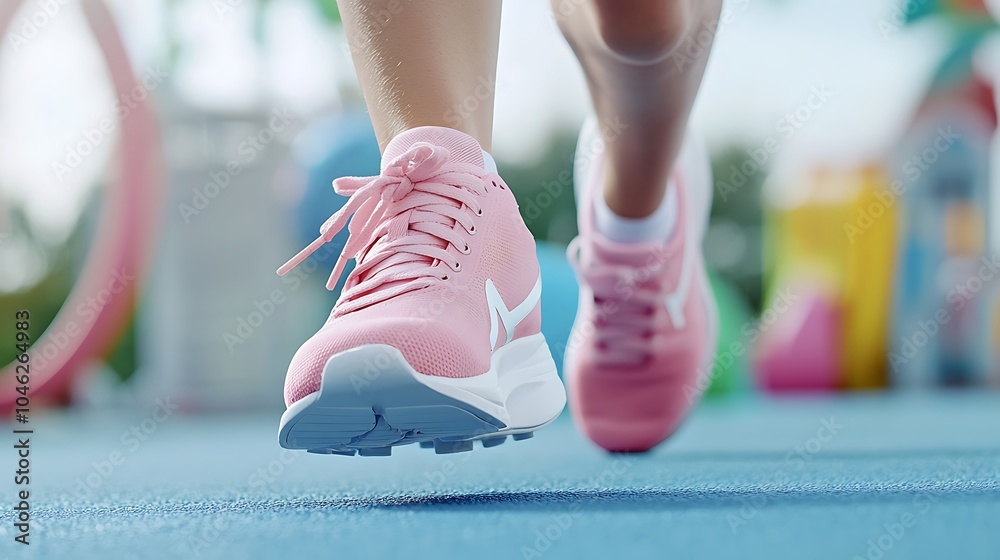 A close-up of a runner's feet pounding the pavement, with a dynamic and ...
