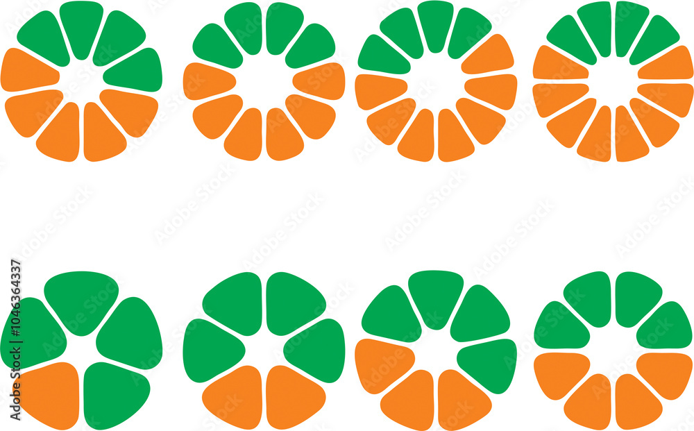 Circle flower Pie chart set. Circle diagram design. Circular graph with ...