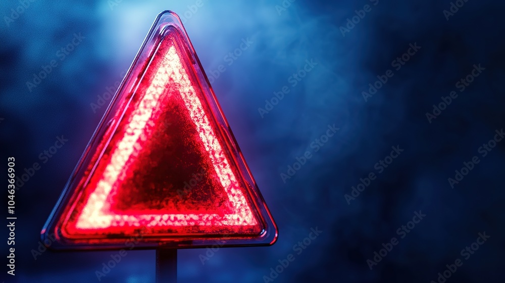 A bold warning sign prominently displayed on a road, indicating caution ...
