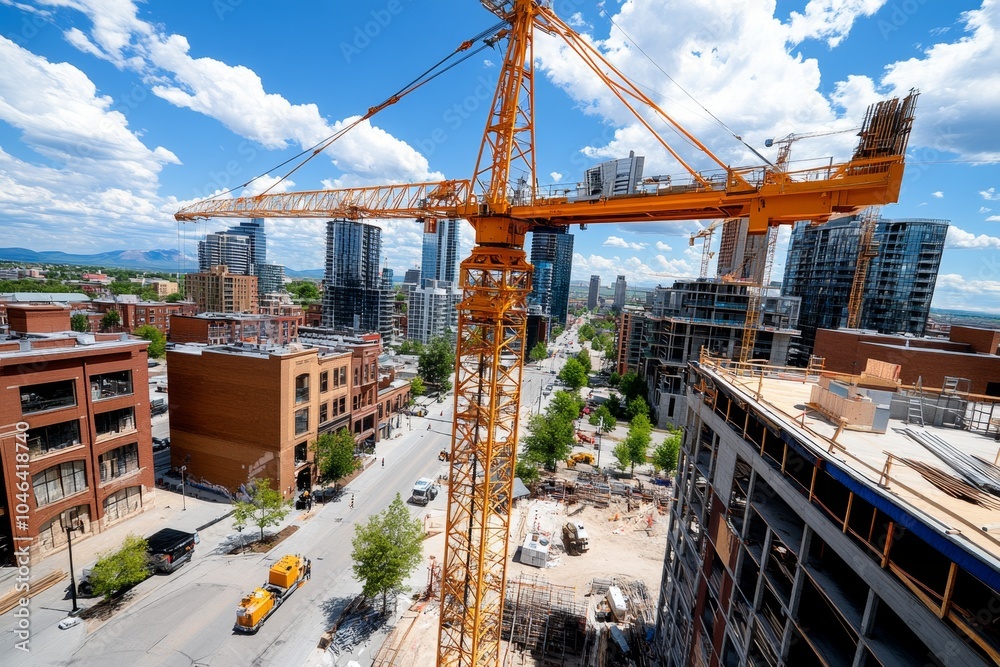 A sprawling urban skyline with a mix of old and new architecture ...
