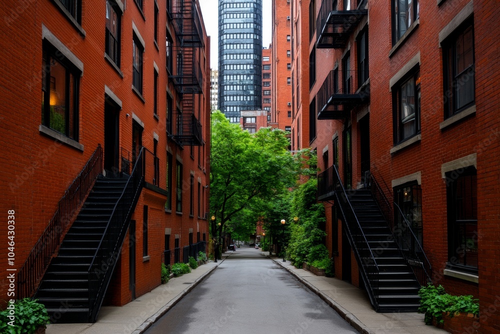 Foto de Simple, clean design of a narrow alleyway with just a few ...