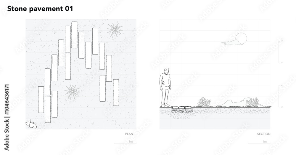 Architectural Drawings, Minimal style cad tree line drawing, Side view ...