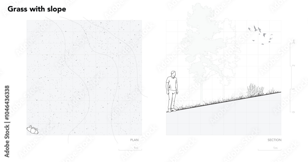 Architectural Drawings, Minimal style cad tree line drawing, Side view ...