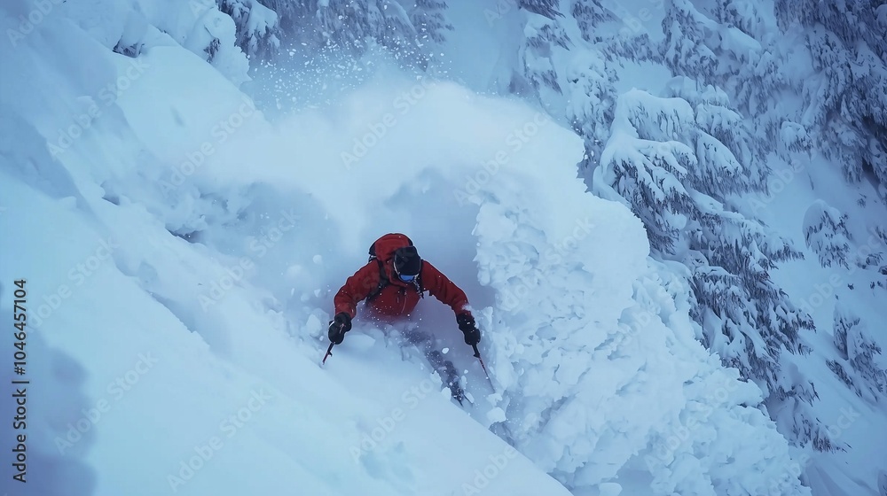 Person caught in snow avalanche on mountain, highlighting avalanche ...