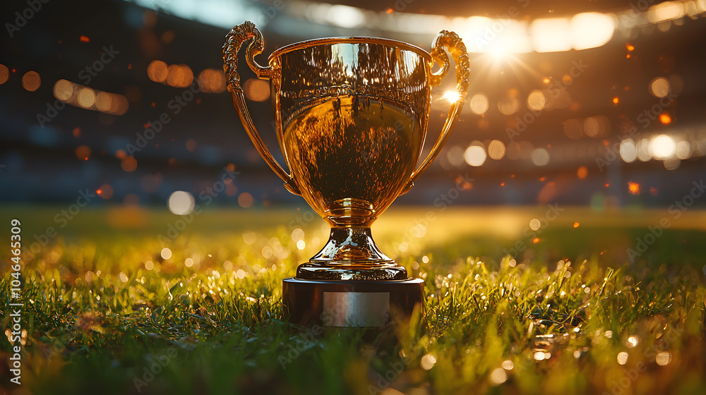 A Cultural Template Design of a Football Cup Trophy on a Grass Field ...