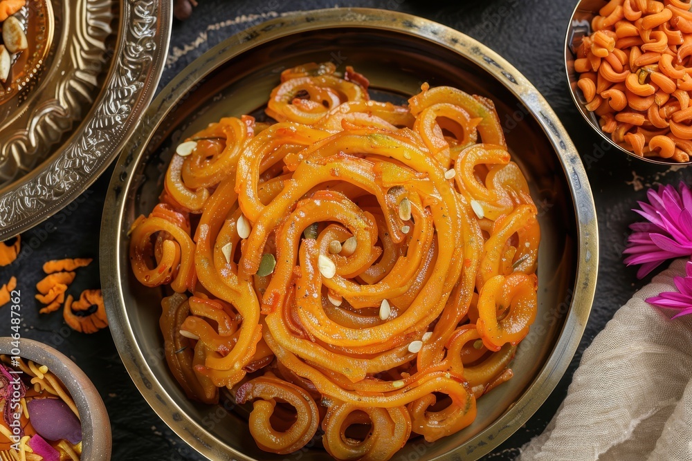 Traditional Indian sweet Jalebi with Fafda Sambhara and chutney popular ...