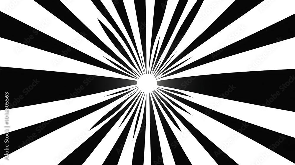 High-contrast black and white design with sharp, bold lines radiating ...
