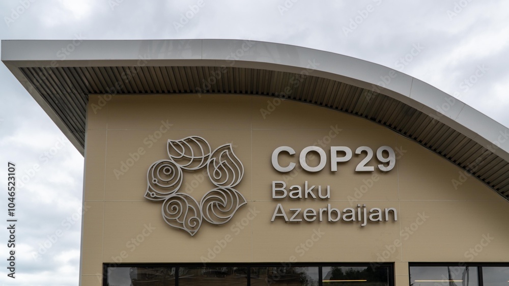 Baku, Azerbaijan - 14 Oct 2024: Cop29 logo and signage on the ...