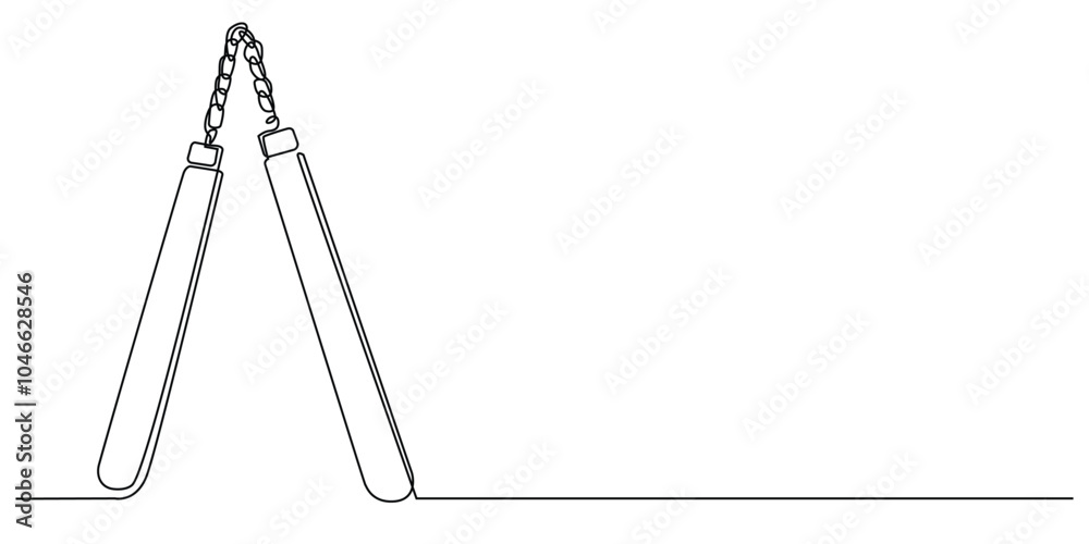 continuous line of nunchaku.drawing of one line of the traditional ...