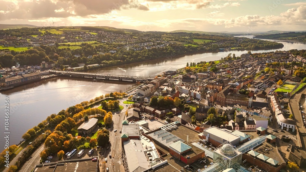 City of Derry aka Londonderry in Northern Ireland aerial view - A ...