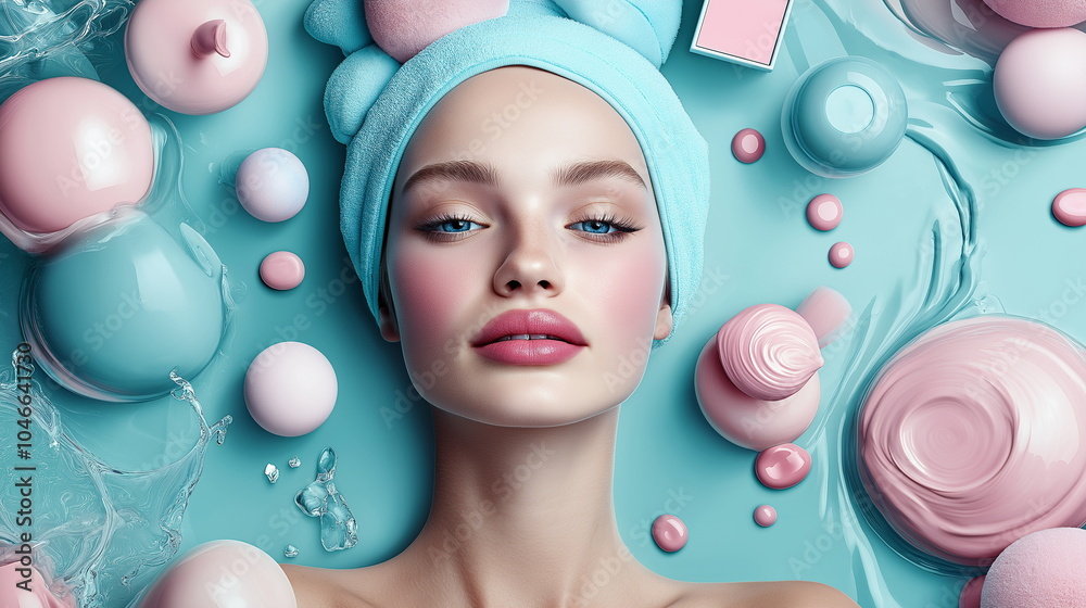 Elegant beauty shop poster, featuring skincare and makeup essentials ...