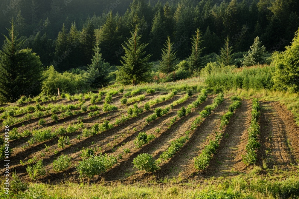 A demonstration of agroforestry on a regenerative farm, with trees and ...