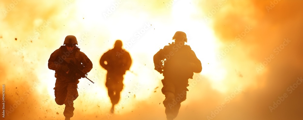 Explosions Illuminate Rain-Soaked Trench - Soldiers Amidst Chaos in a ...