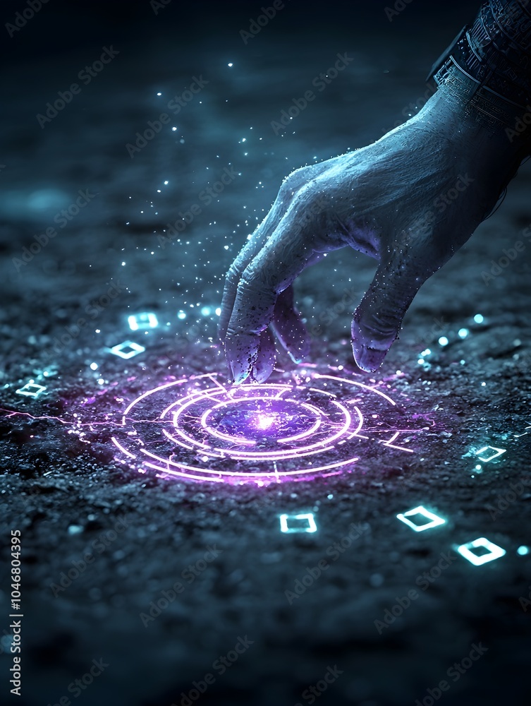 Witch s enchanted hand crawling out of the earth surrounded by swirling ...