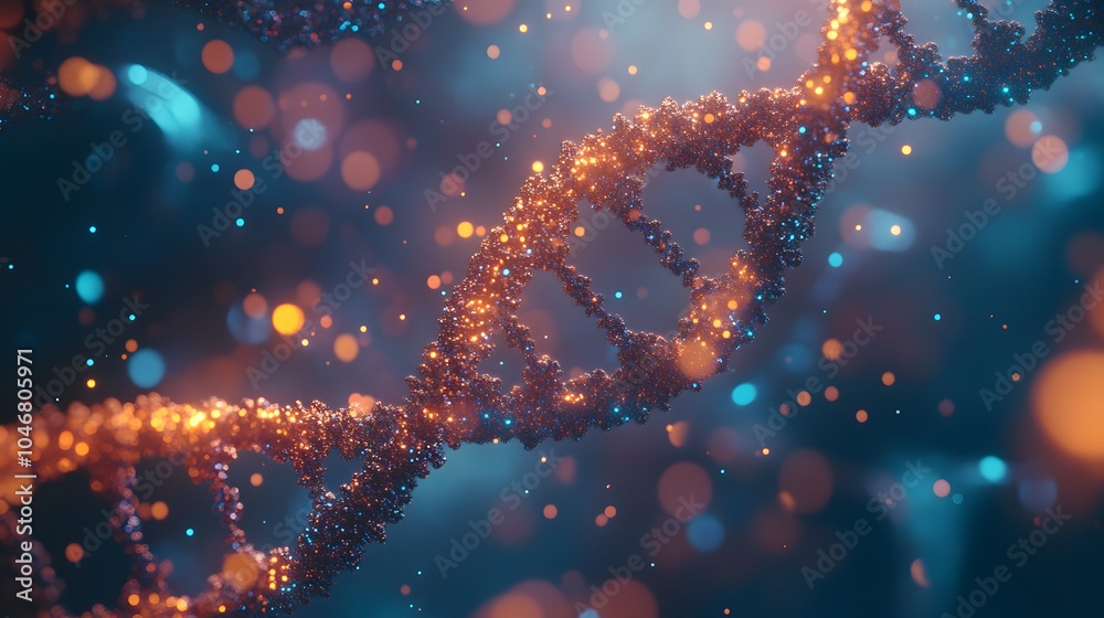 Abstract animated structure of a DNA molecule from particles. Concept ...