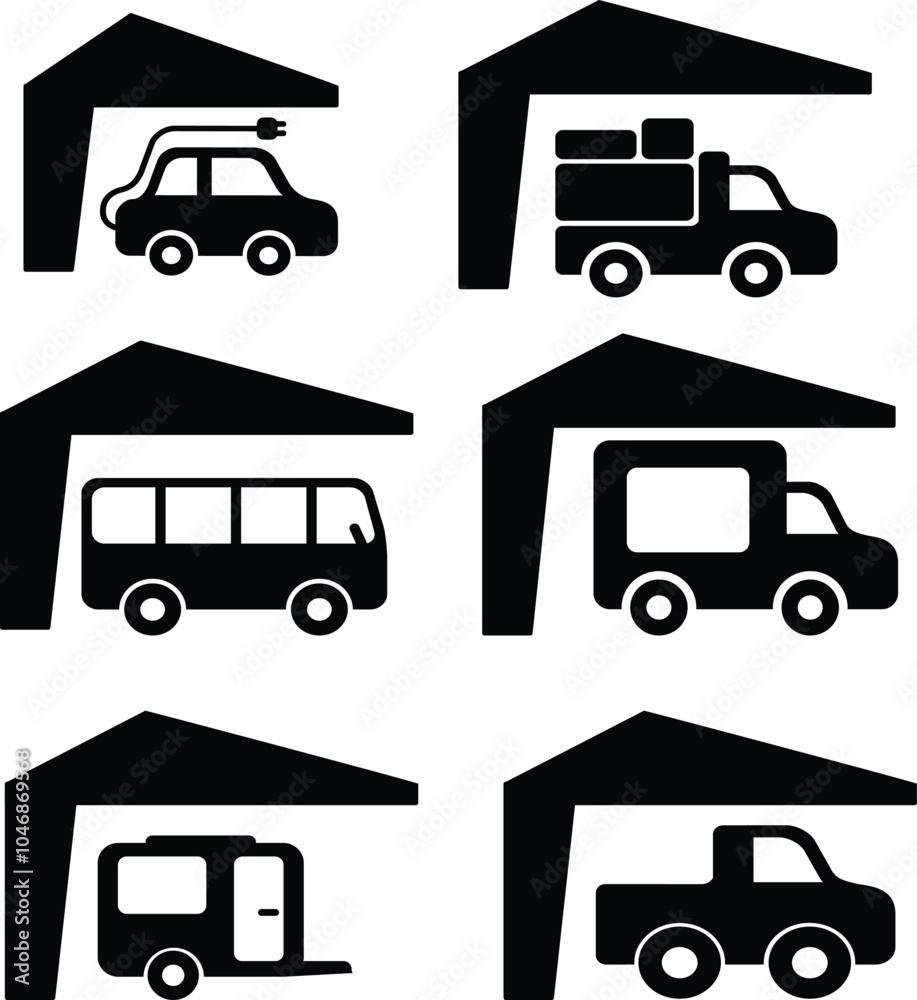 ICON VETTORIALE EDITABILE car roulotte camion rimorchio furgone traino ...