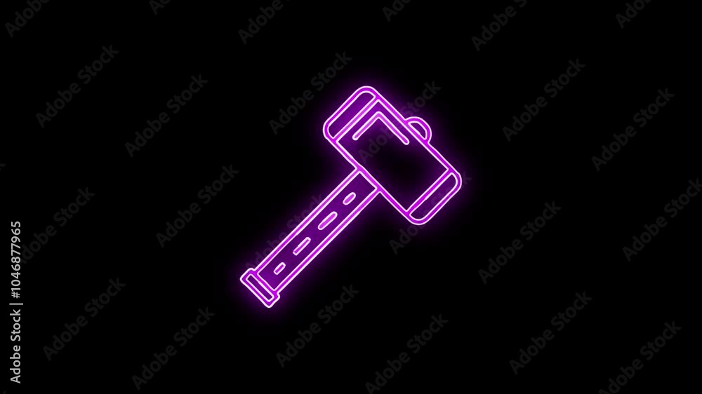 Neon hammer animations Glowing construction tools Animated demolition ...
