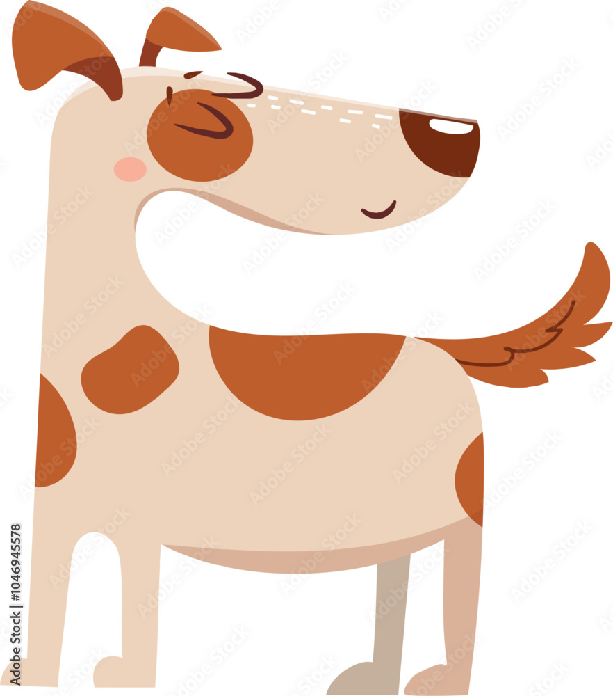 Cartoon dog wagging its tail, smiling, and looking happy, isolated on ...
