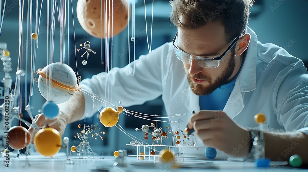 Aerospace Engineer Thoroughly Examining Detailed 3D Planetary Model ...