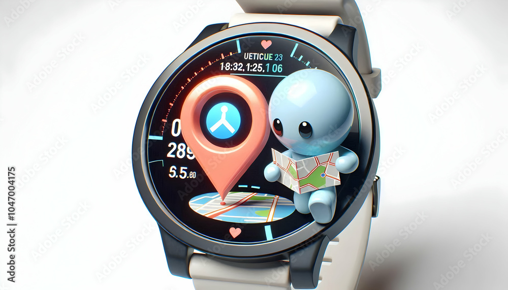 3D Close Up Smartwatch Hologram Map Concept Macro Image Projection ...