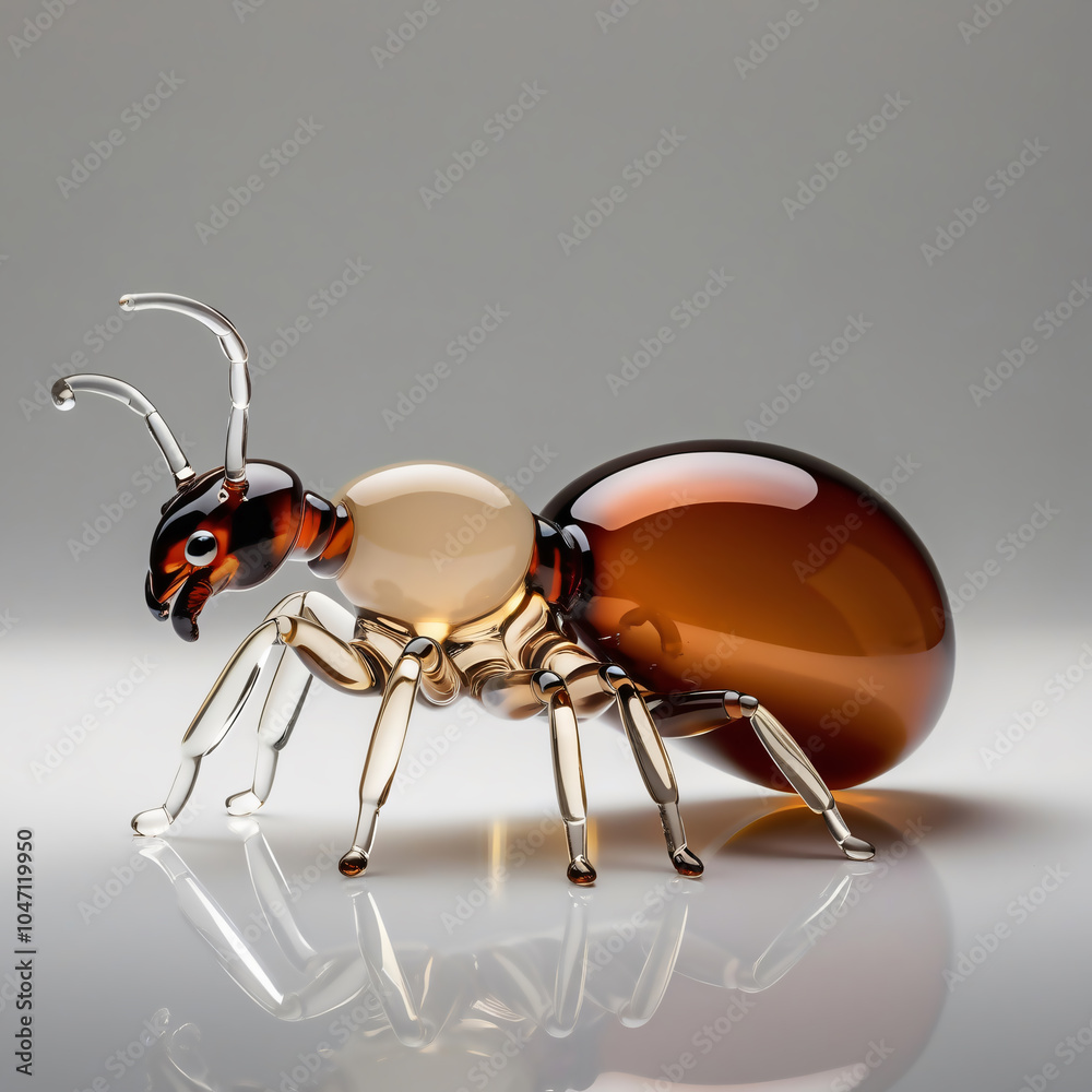 Highly Detailed Glass Sculpture of a Cybernetic Ant with Amber and ...