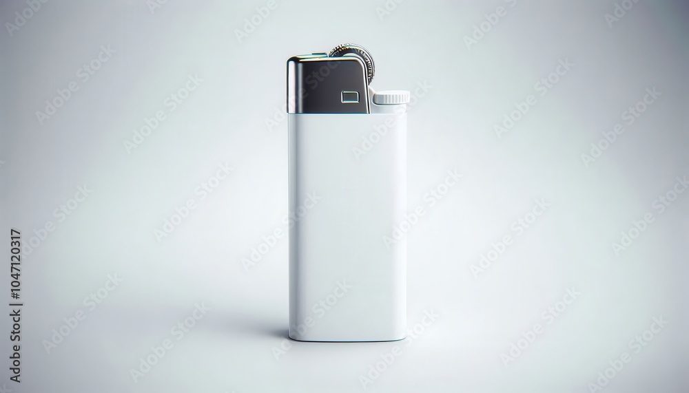 A white lighter with a chrome top, isolated on a white background ...