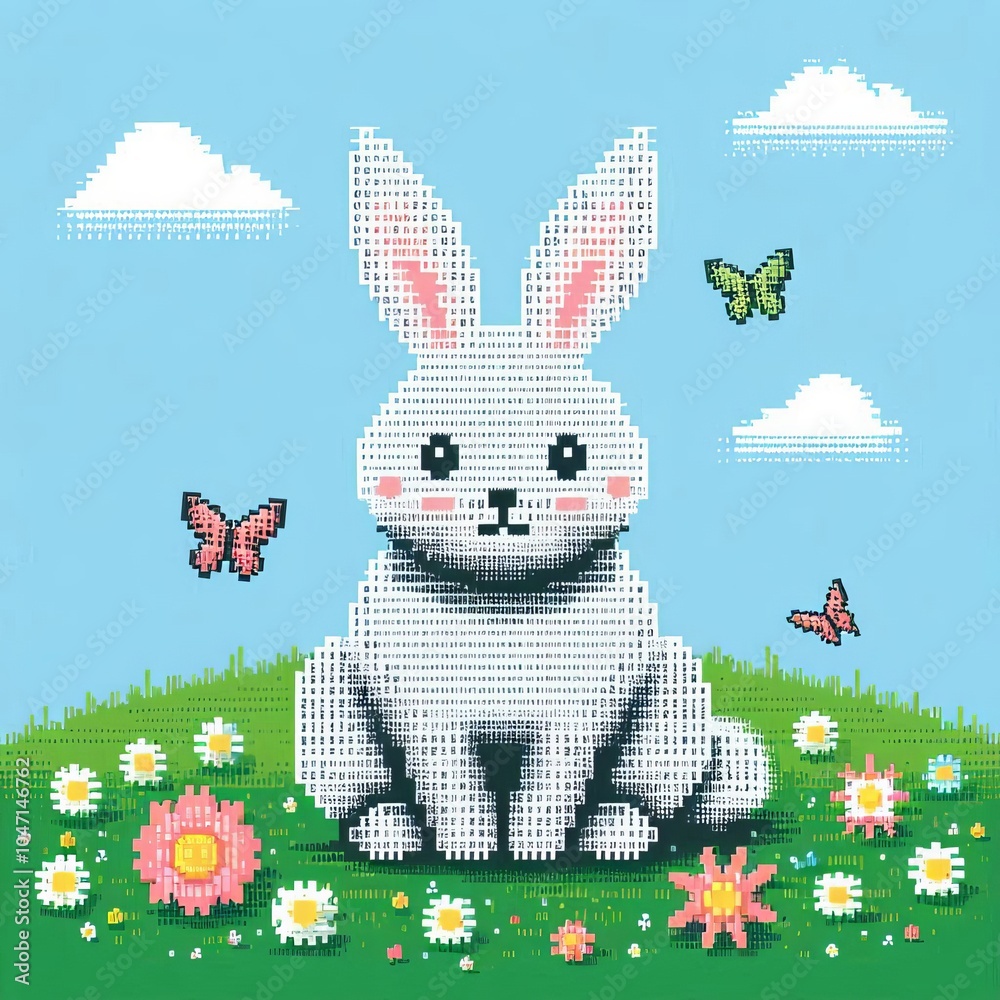 ASCII Bunny Create an image of a bunny using ASCII characters Stock ...