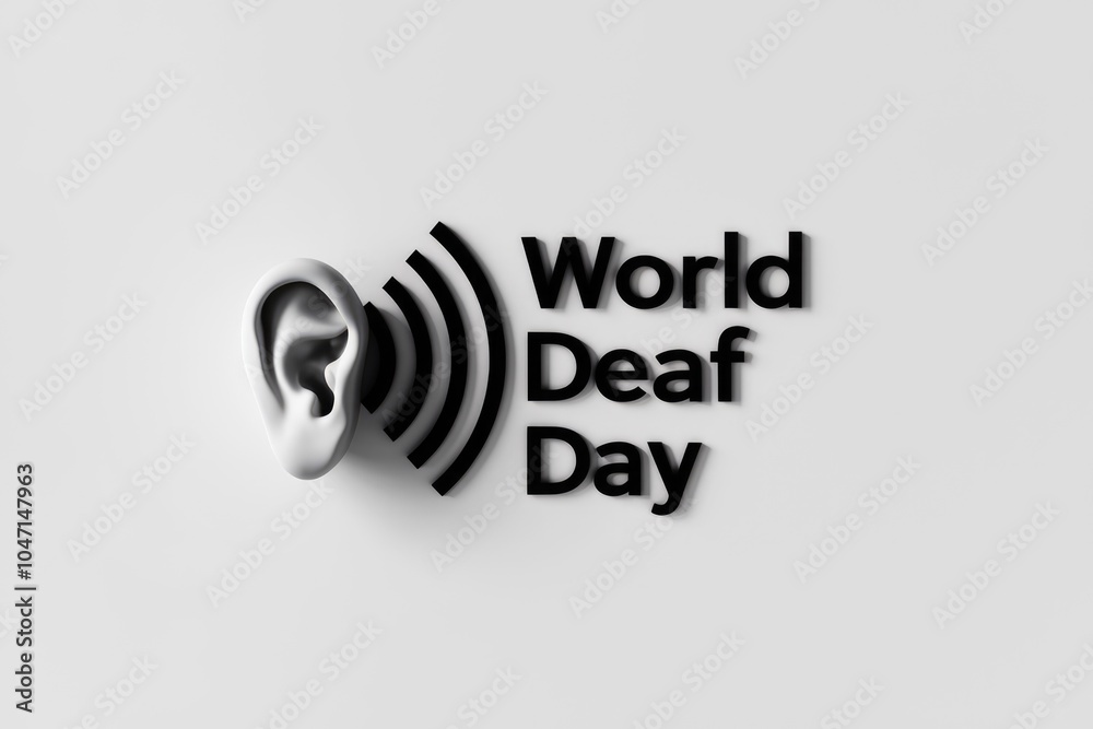 An ear icon with sound waves and the words World Deaf Day celebrating ...