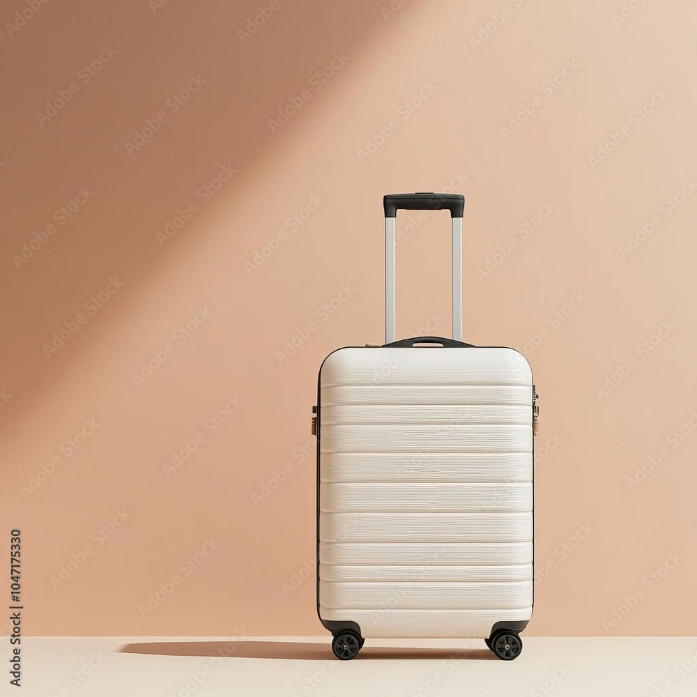 Blank soft-shell suitcase in a neutral setting, sleek design for versatile use in commercial ...