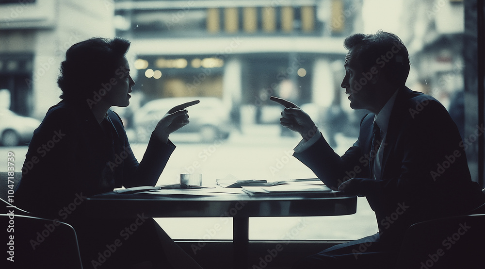 An illustration of a conflict mediation concept, depicting a ...