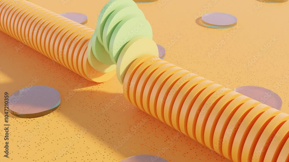 Monochromatic Orange Circular Plates Rising in Sequential Wave Pattern ...