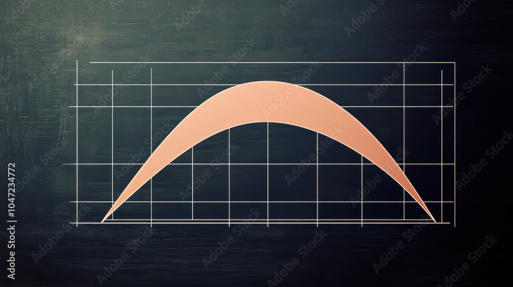 A hand-drawn shaded parabola on a school chalkboard, illustrating ...