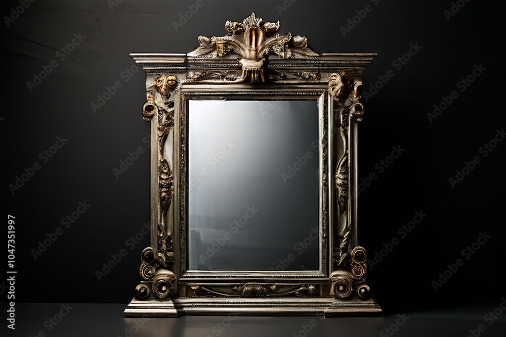 roman mirror a mirror with a roman design giving the reflection Stock ...