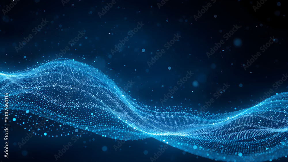 Blue Particle Wave Background with Starry Night Effect Stock ...