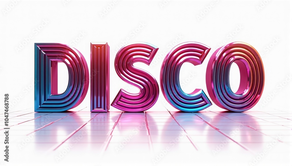 Colorful disco lettering shines brightly under vibrant lights ...